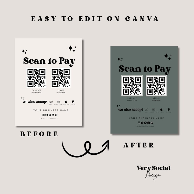 Scan to Pay Flyer Template: Small Business Payment Design (canva ...