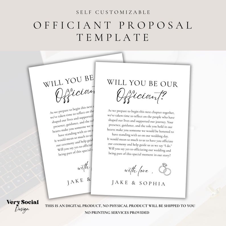 Officiant Proposal Card | Will You Marry Us | Wedding DIY Templates ...