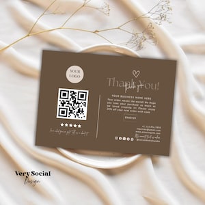 Customizable Business Thank You Card Template With QR Code (canva) - Etsy
