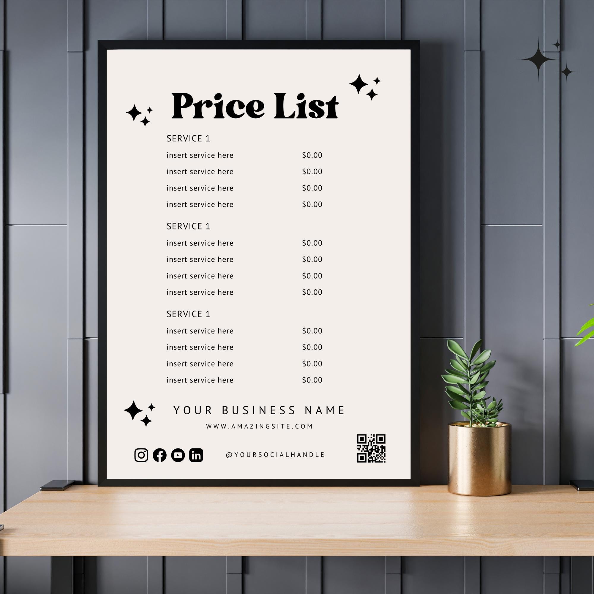 Lash Tech Price List Template Editable Canva Business Sign Printable ...