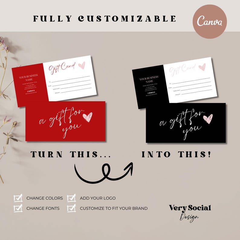 Valentine Gift Certificate Template: Editable DIY Gift Card (canva) - Etsy