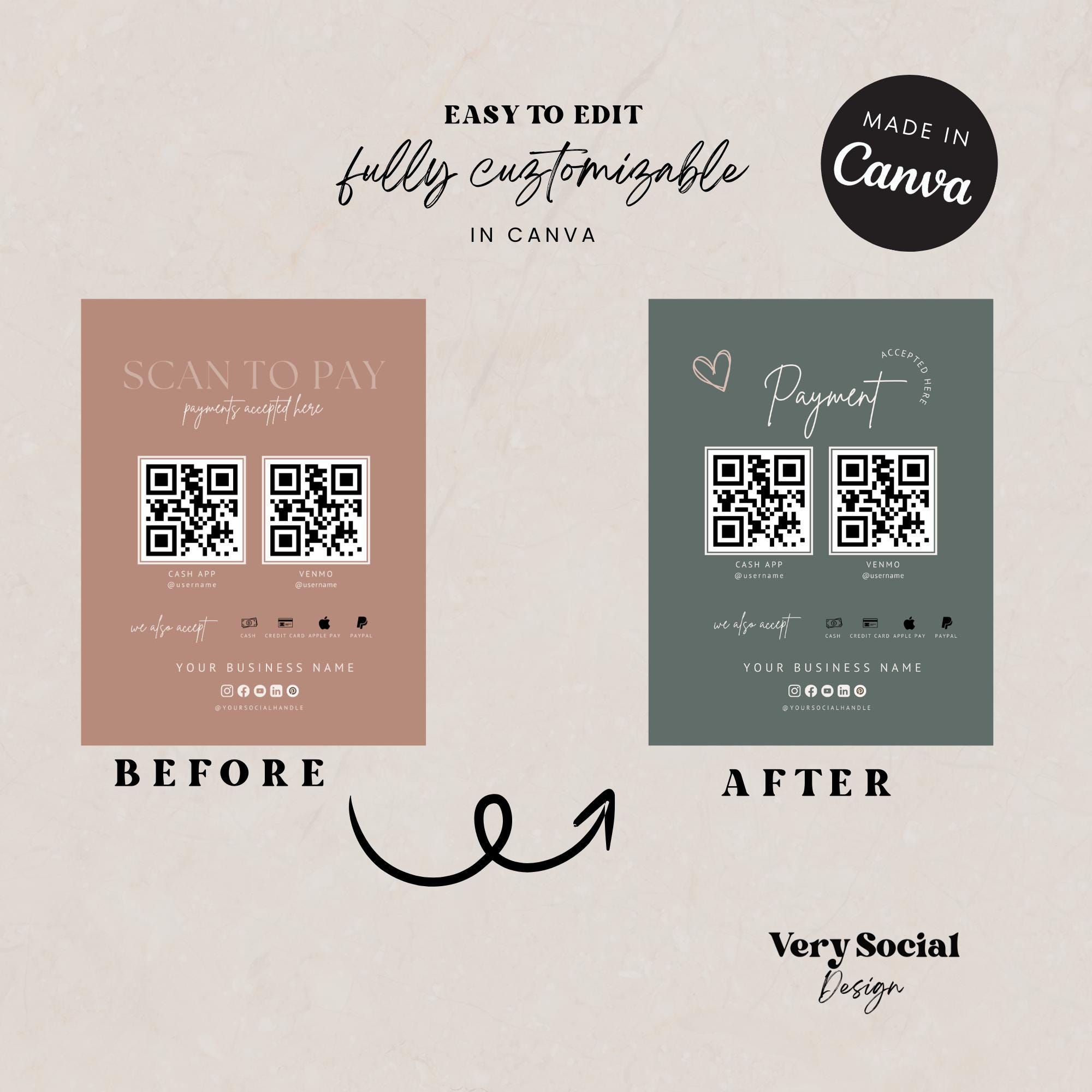 Scan to Pay Flyer Template: Small Business Payment Design (canva ...