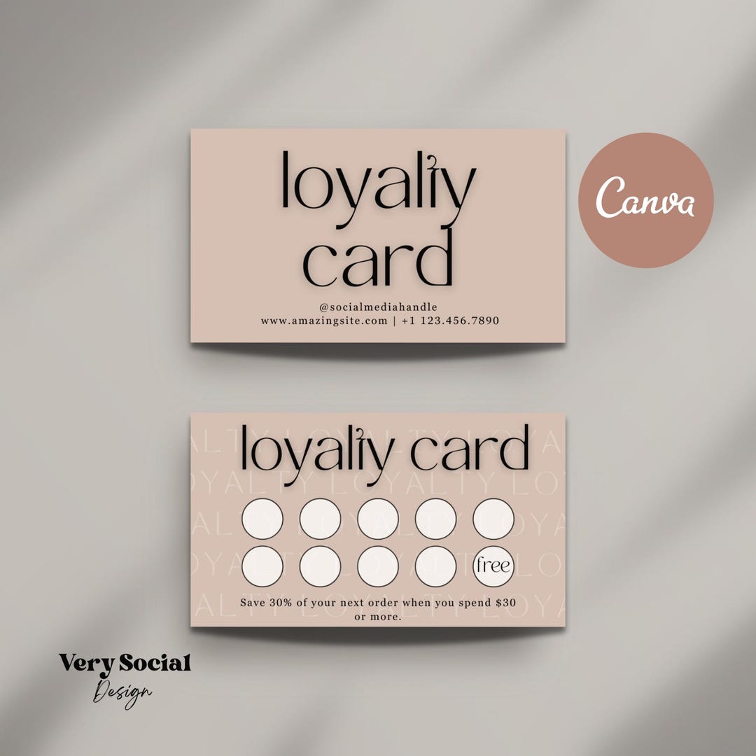 Lux Loyalty Card Template | Small Business Reward Program | Editable ...