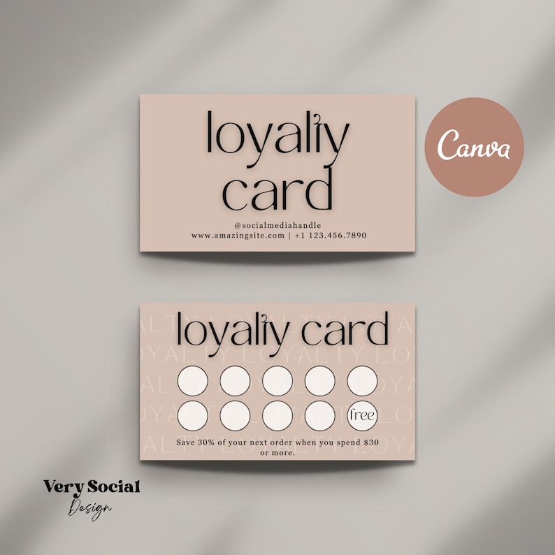 Editable Loyalty Card Template: Small Business Branding (canva Digital ...