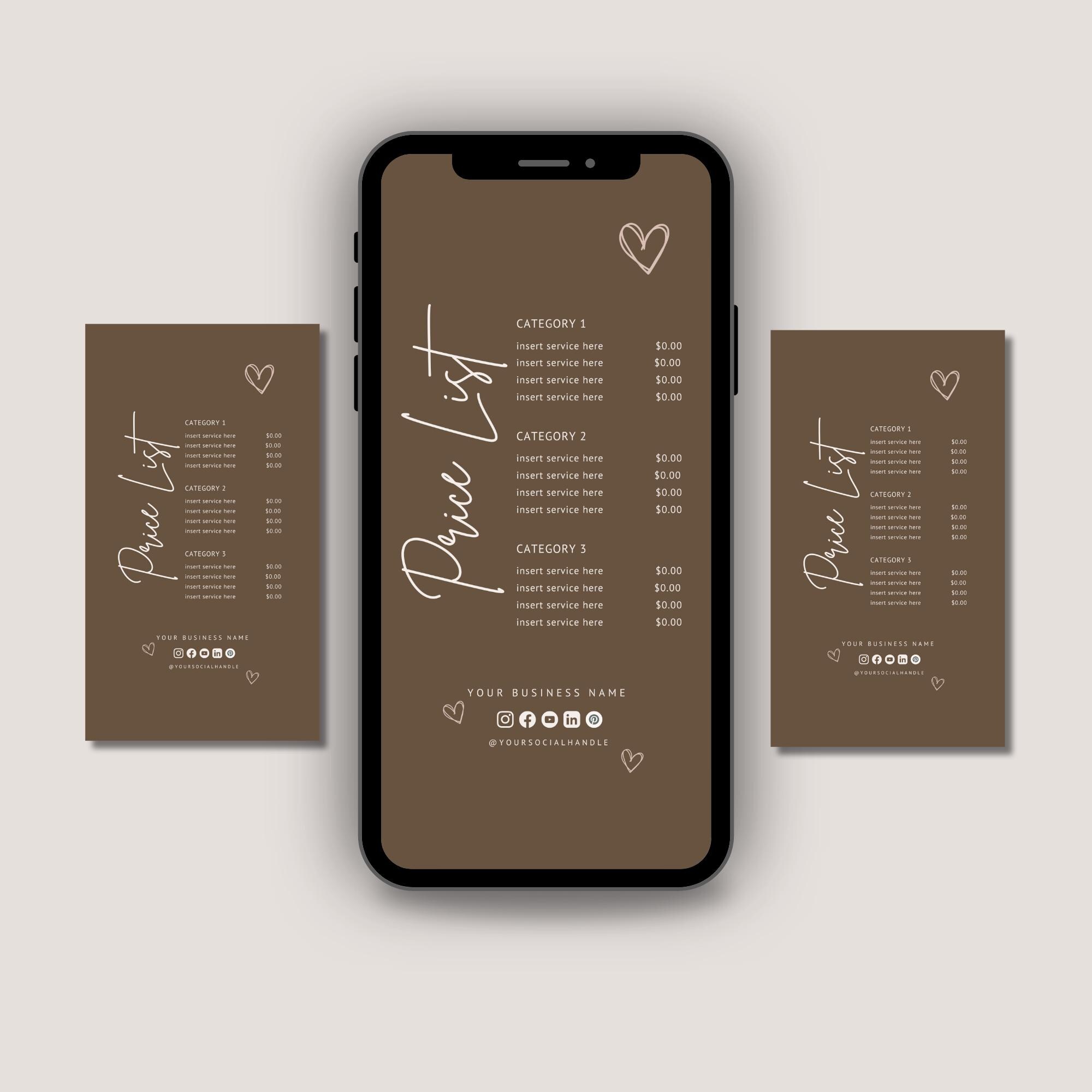Business Digital Price List Template Small Business Price List ...