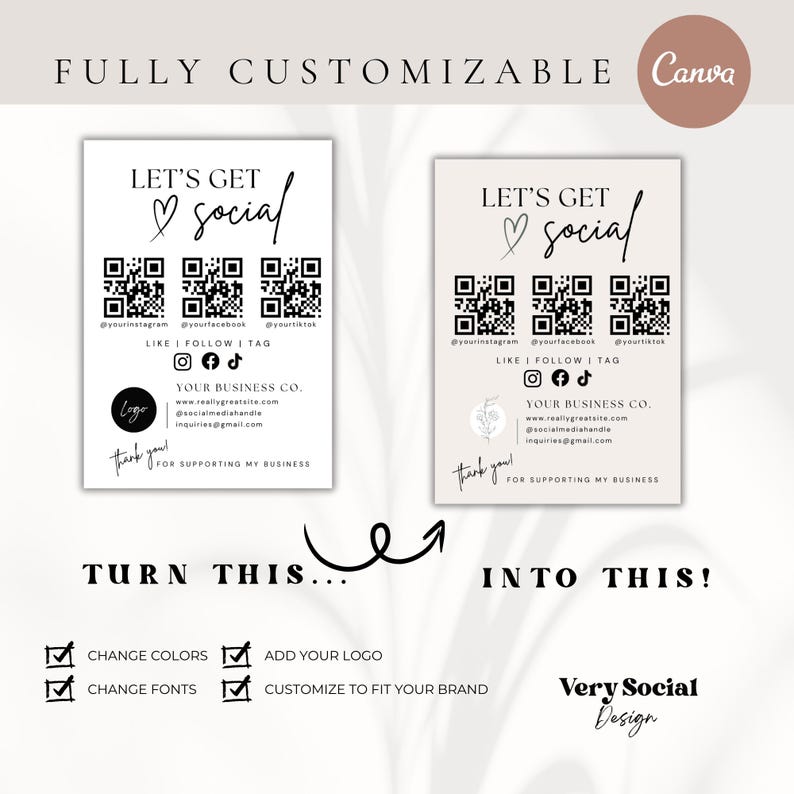 Social Media QR Code Flyer Template: Small Business Design (canva, 5x7 ...