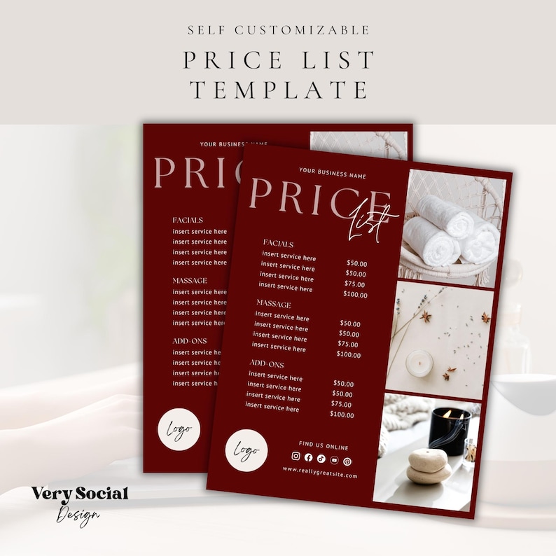 Boho Price List Template | Minimalist Service Sheet | Printable ...