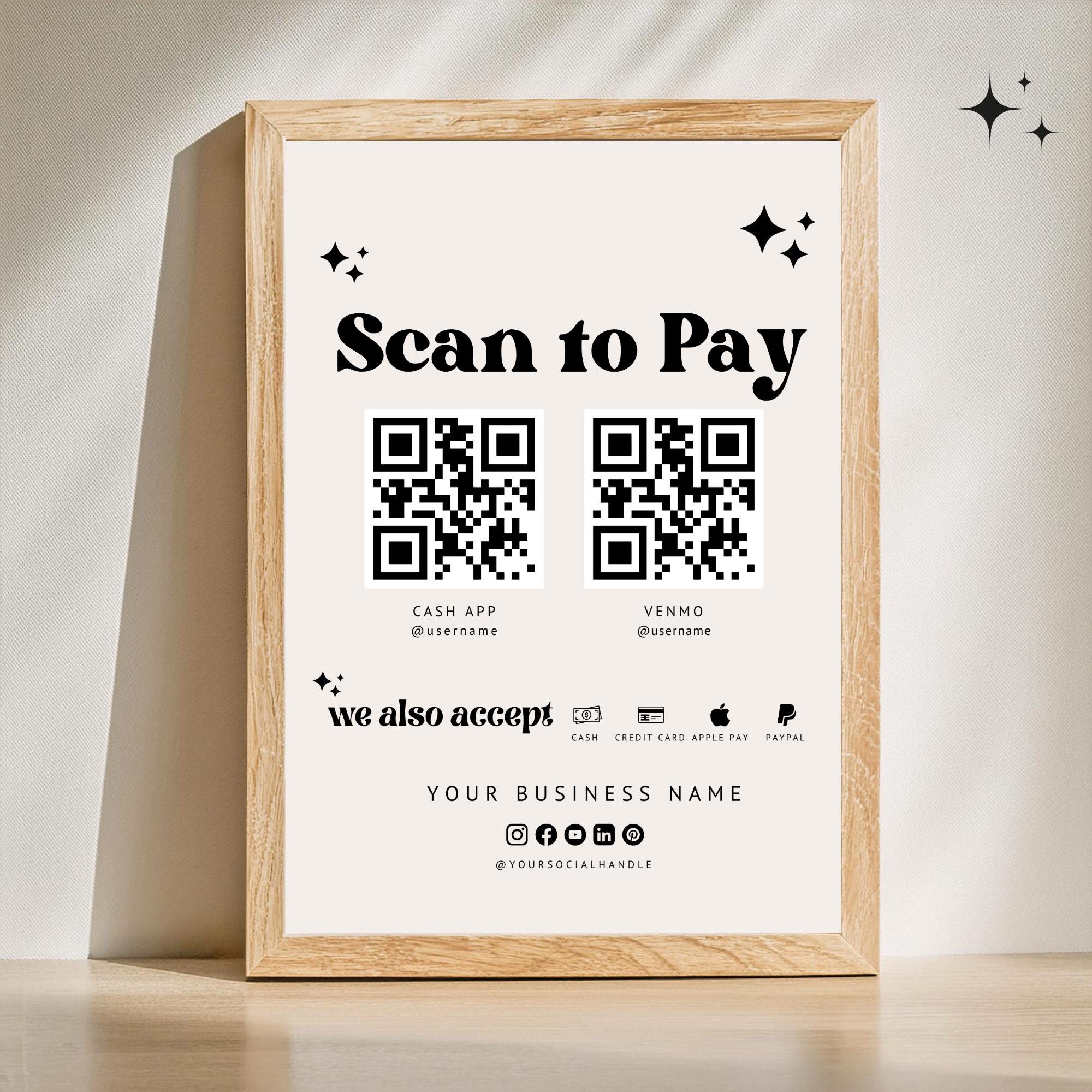 Social Media Sign Scan to Pay Flyer Template Small Business Payment ...