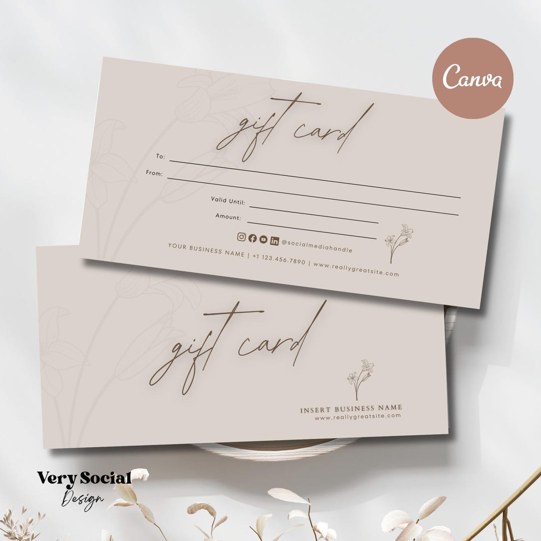 Boho Gift Certificate Printable Template Bundle DIY Gift Voucher ...