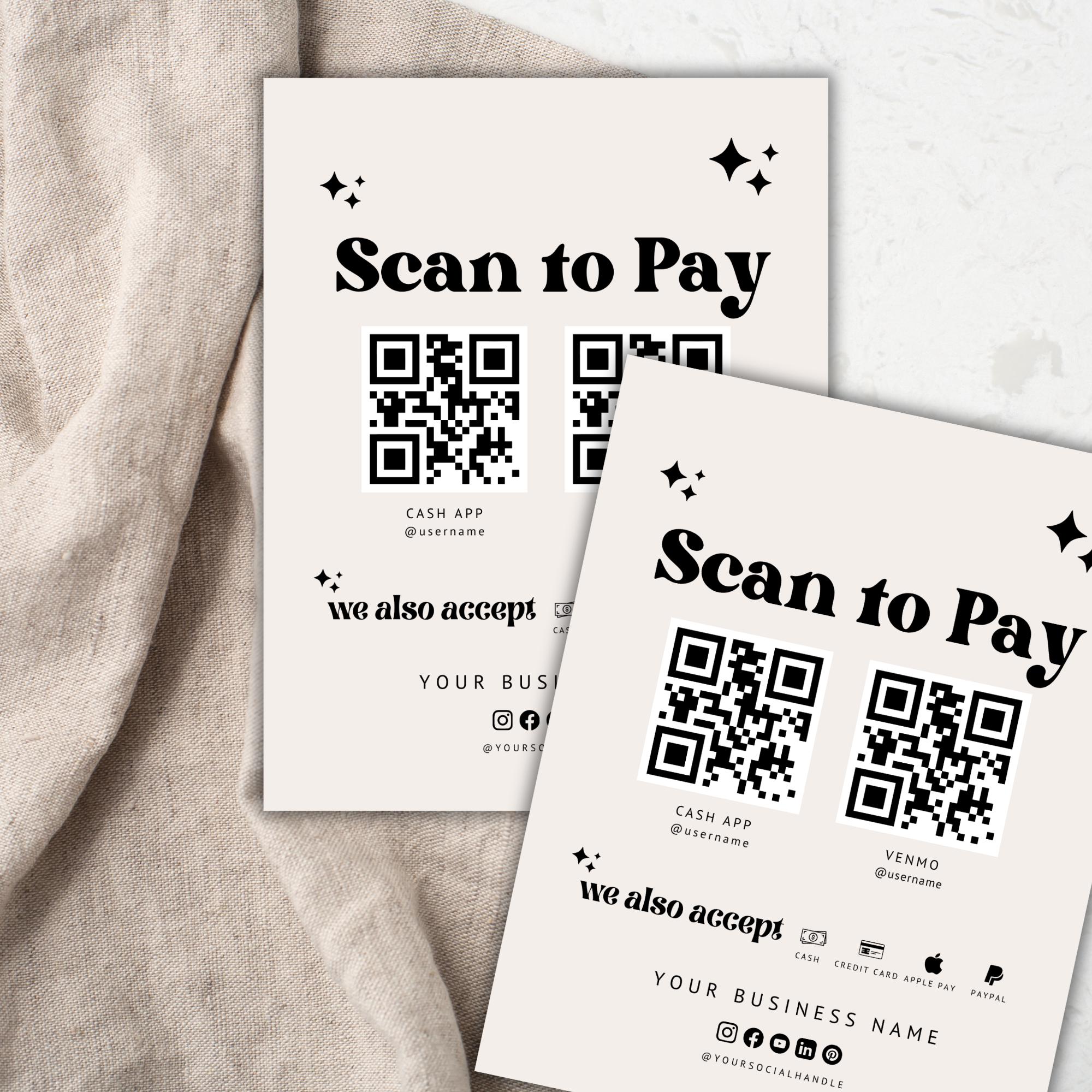 Social Media Sign Scan to Pay Flyer Template Small Business Payment ...