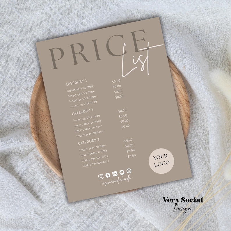 Price List Template Small Business Price List Printable Design Editable ...