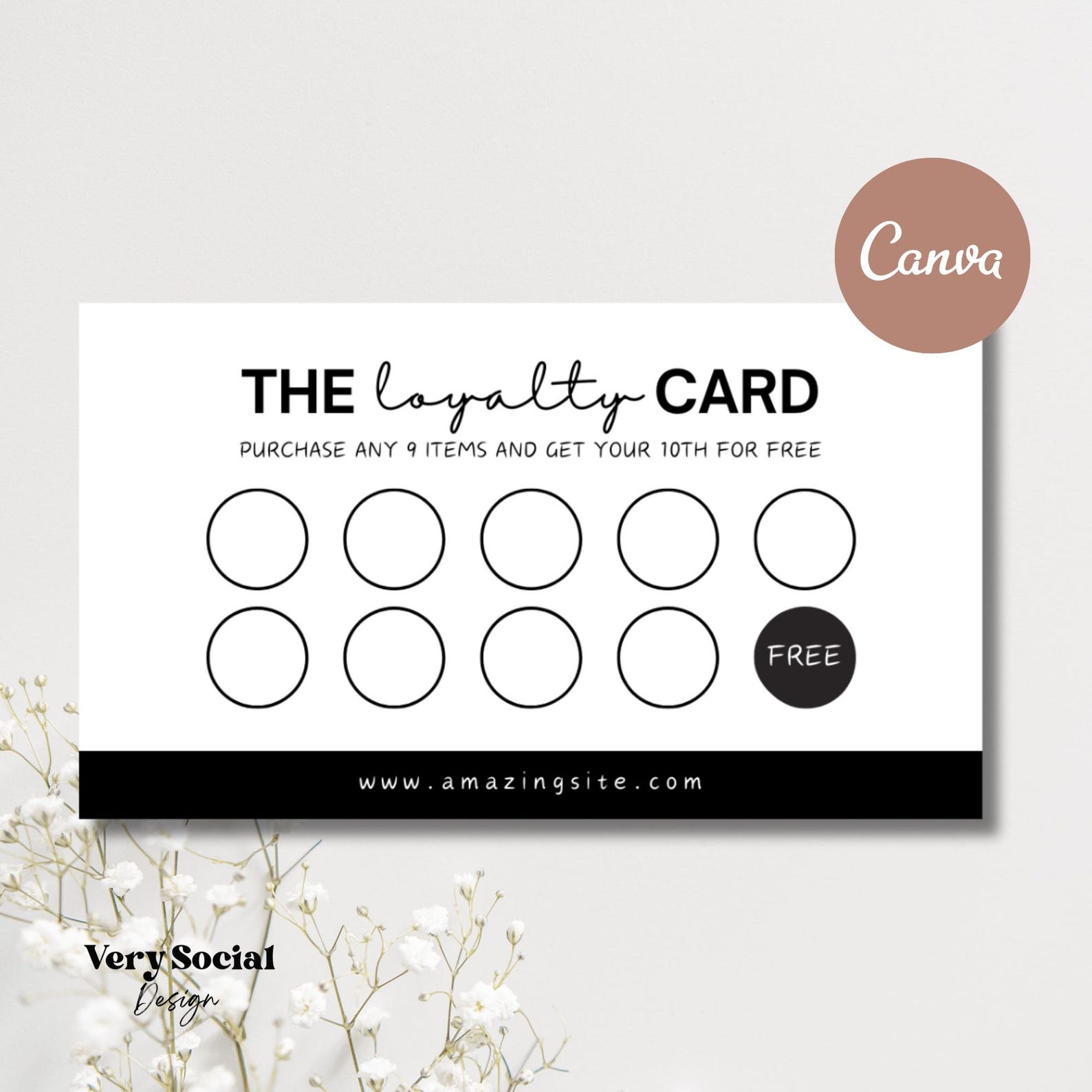 Loyalty Card Template Canva Editable Design Small Business Loyalty ...