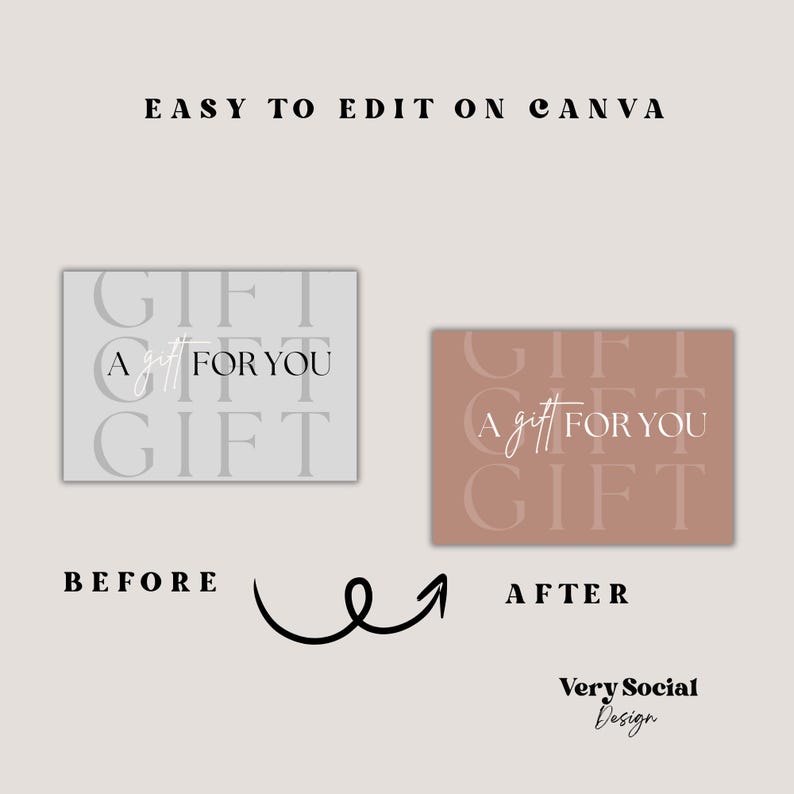 Editable Gift Certificate Template: Minimalist Design (canva, Instant ...