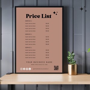 Retro Price List Template Small Business Price List Printable Design ...