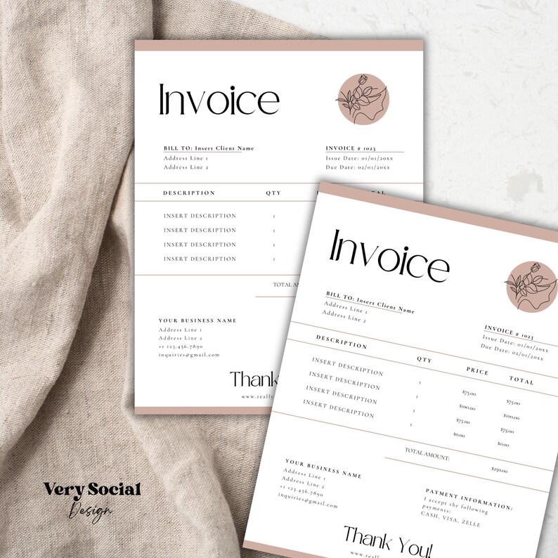 Editable Invoice Template for Small Business | Minimal Modern Design ...
