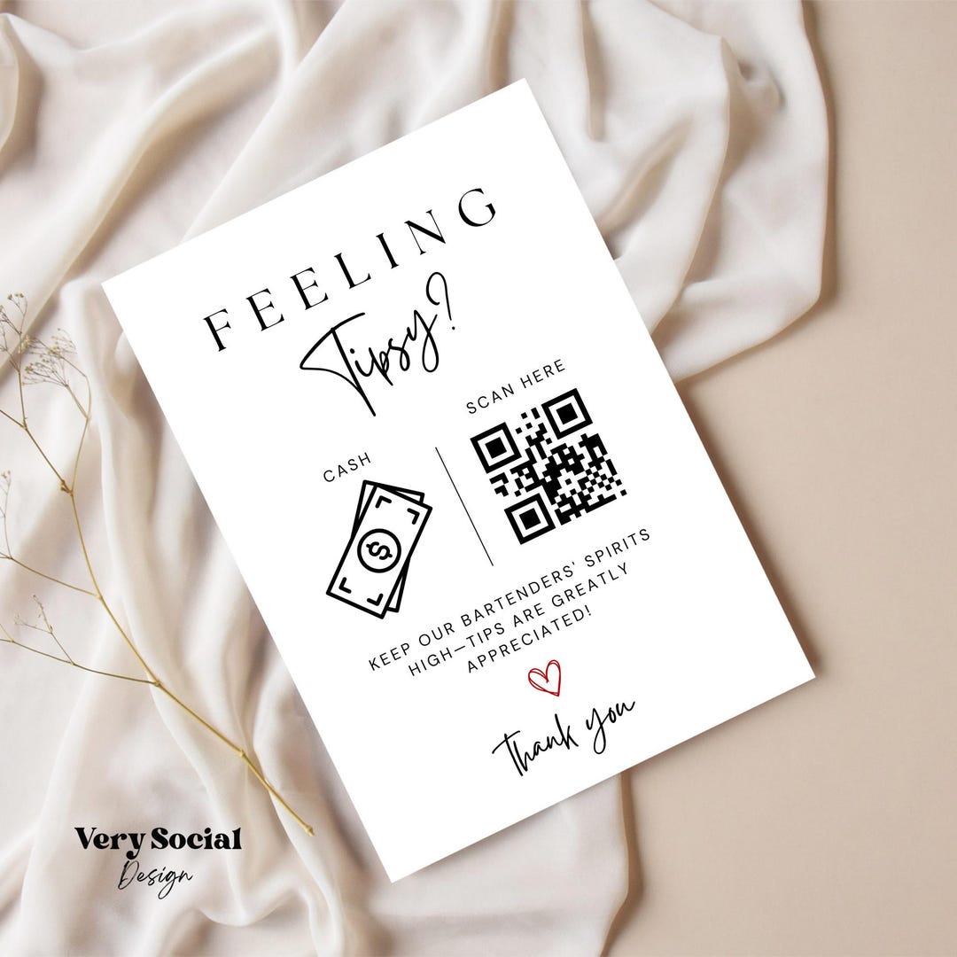 Tip Jar Sign Template Feeling Tipsy Bar Printable Virtual Tip Venmo ...