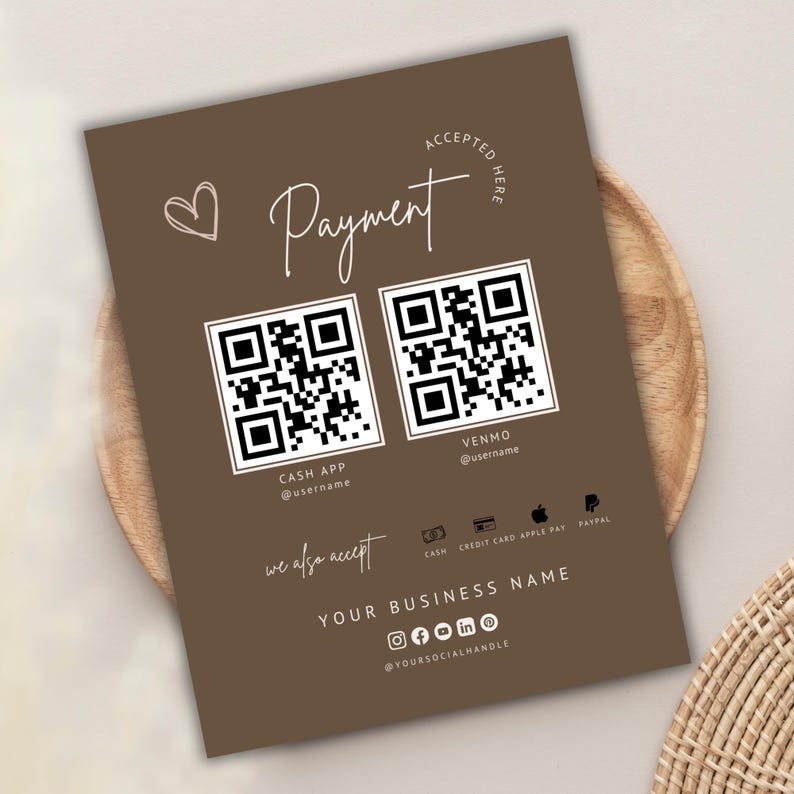Social Media Sign Scan to Pay Flyer Template Small Business Payment ...