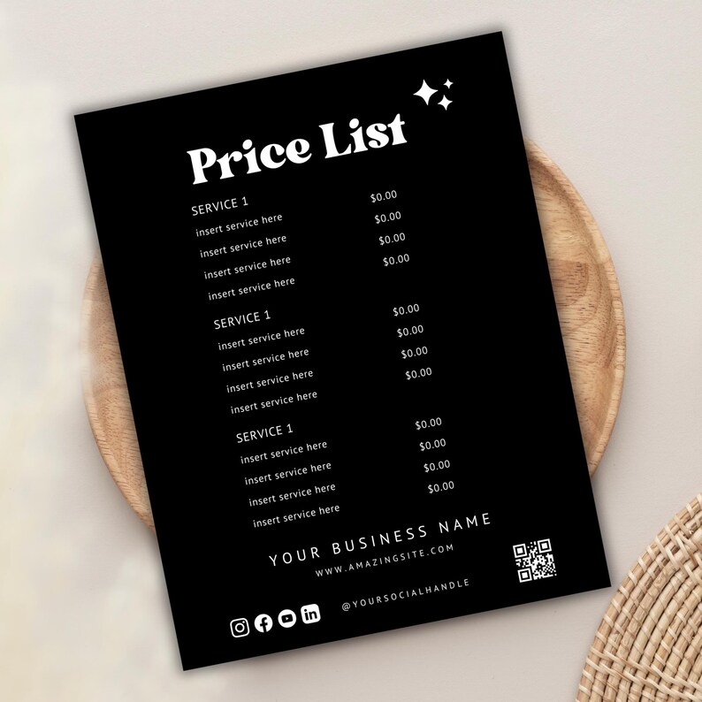 Retro Price List Template Small Business Price List Printable Design ...