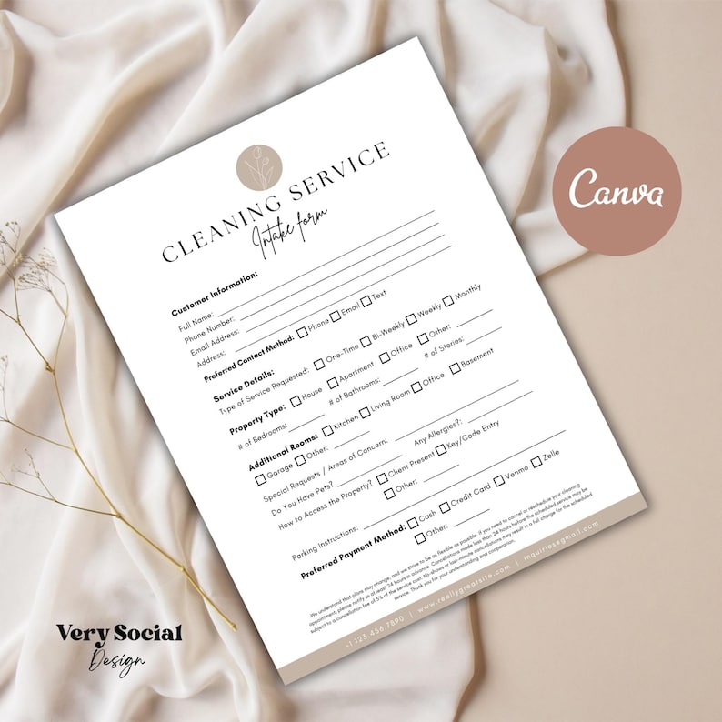 Editable Cleaning Service Client Intake Form | Residential & House ...