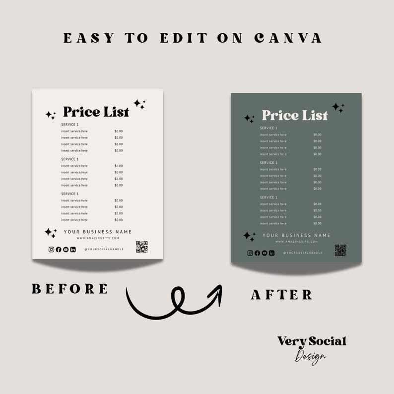 Lash Tech Price List Template Editable Canva Business Sign Printable ...
