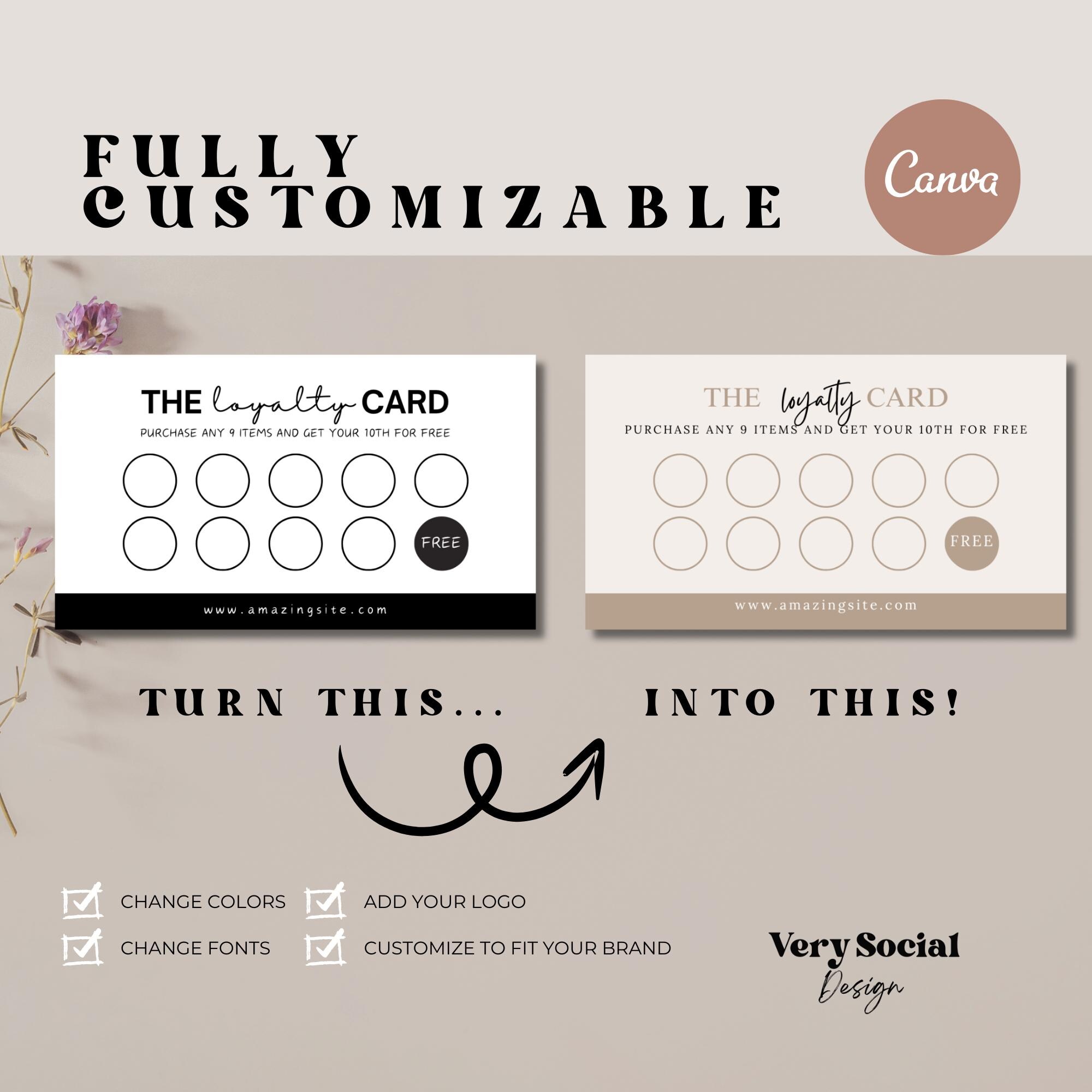 Loyalty Card Template Canva Editable Design Small Business Loyalty ...