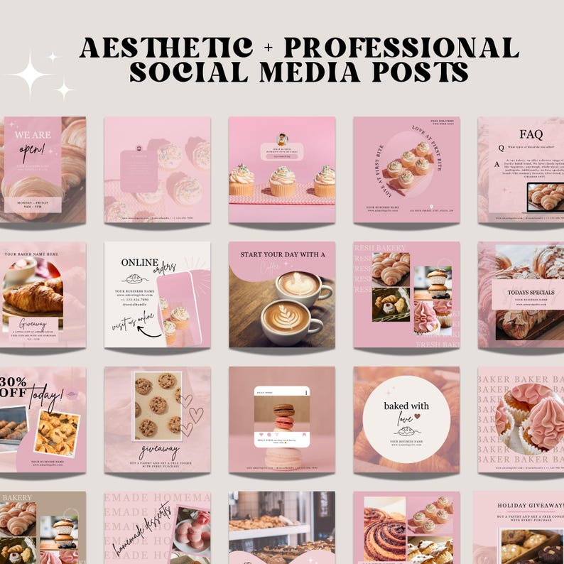 Bakery Instagram Post Templates | Café Instagram Template | Cake ...