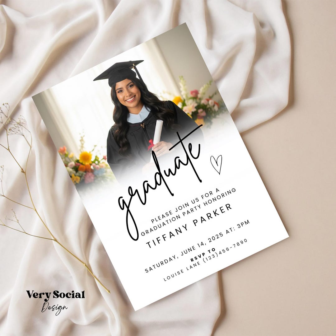 Graduation Party Invitation Template: Modern Printable Invite (canva ...