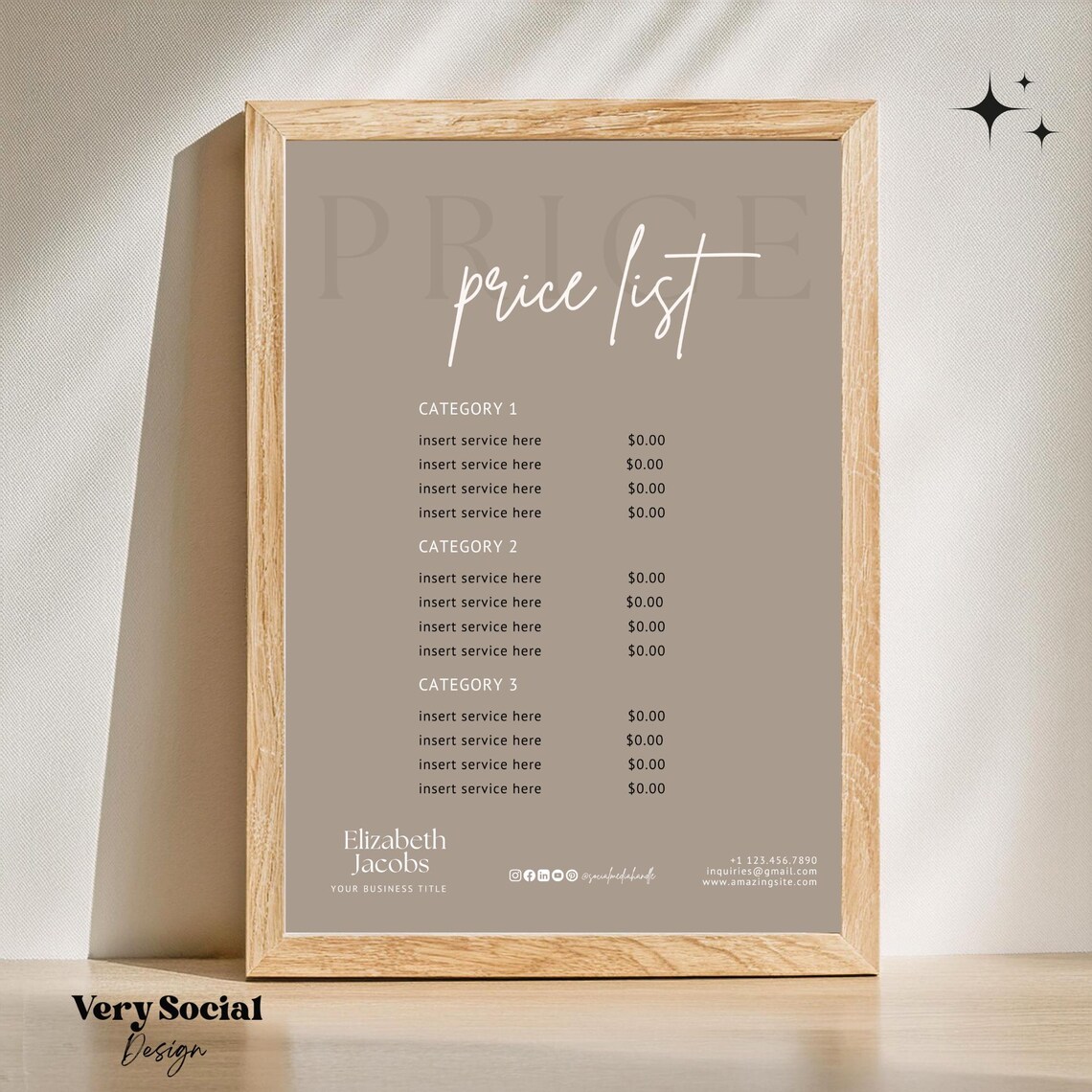 Lash Tech Price List Template Editable Canva Business Sign Printable ...