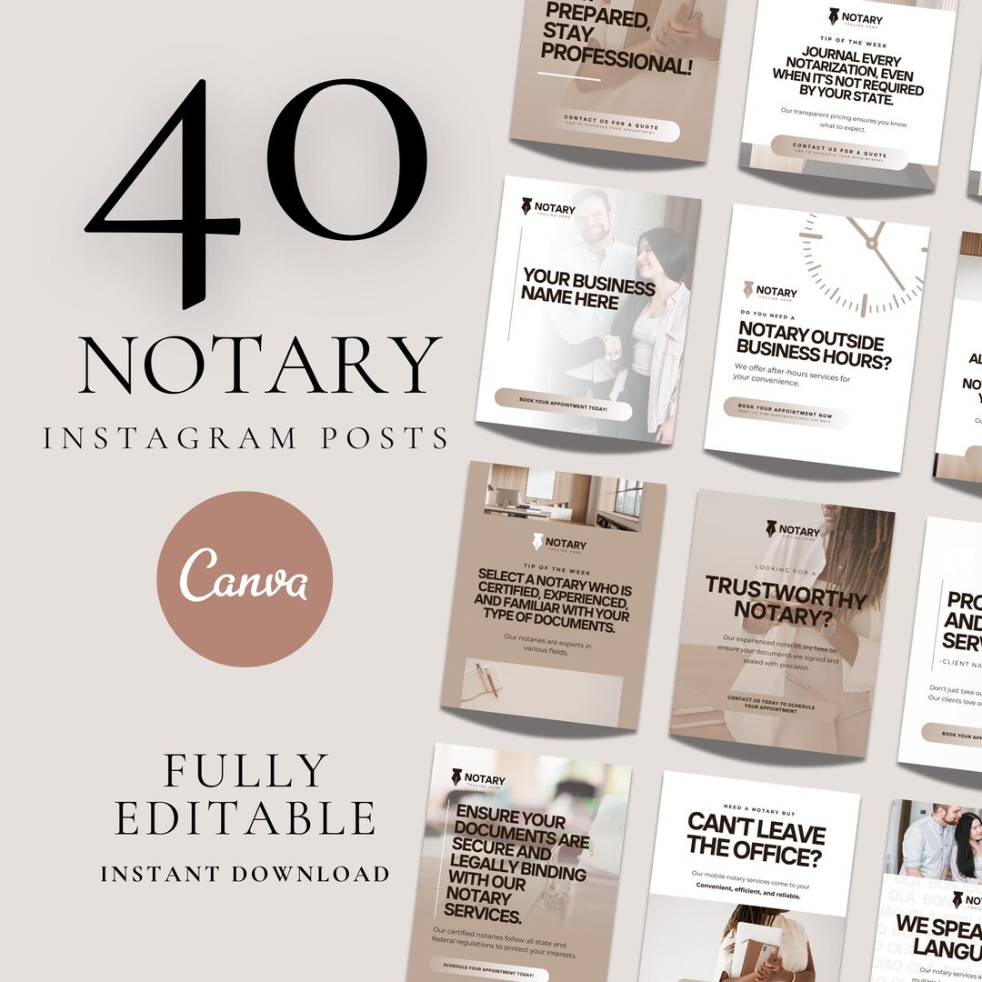 Notary Social Media Templates: Marketing Bundle for Canva (digital ...