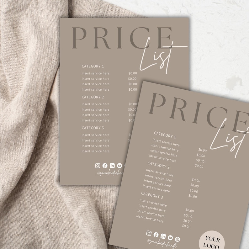 Price List Template Small Business Price List Printable Design Editable ...