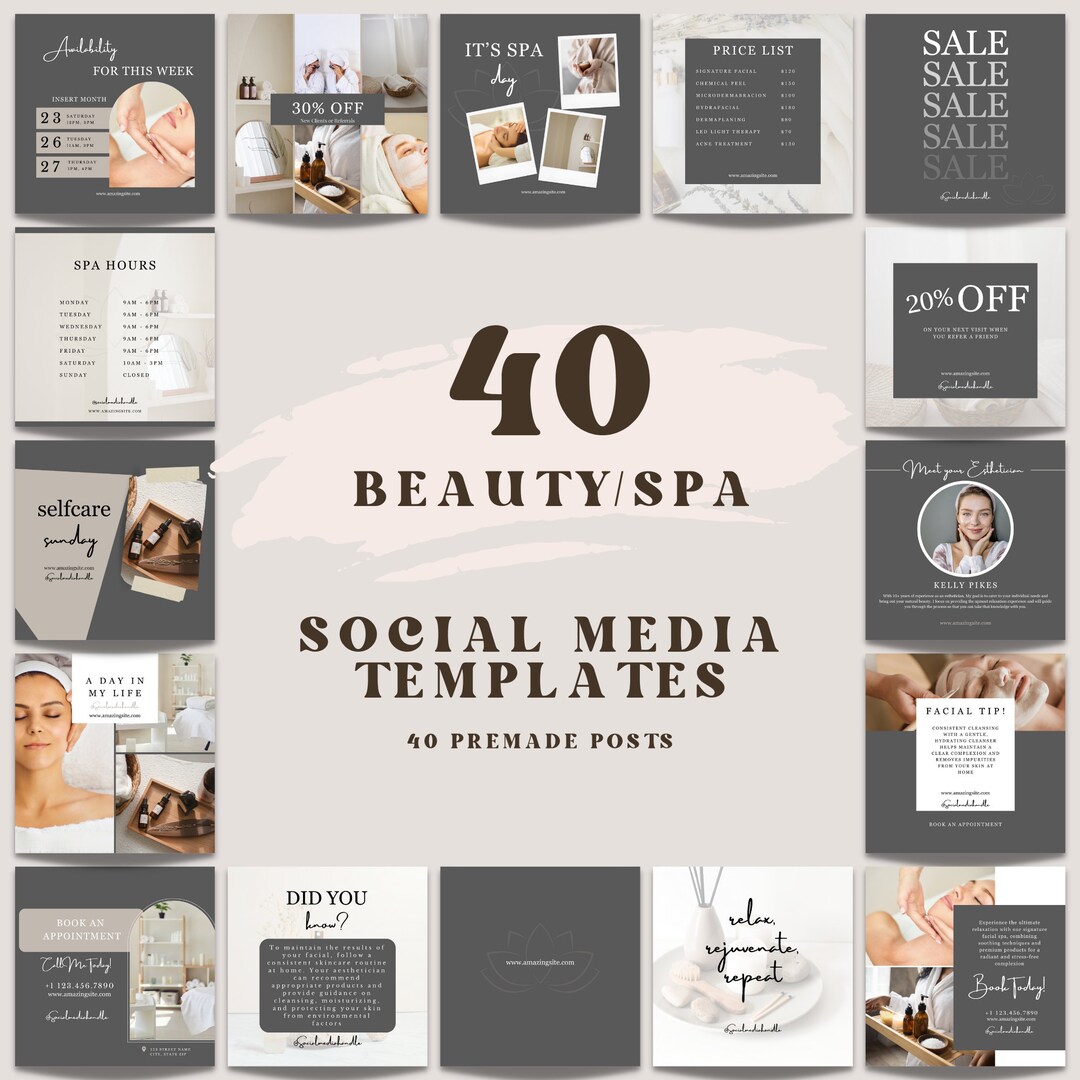 Spa Instagram Post Templates: Pink Beauty Social Media (digital ...