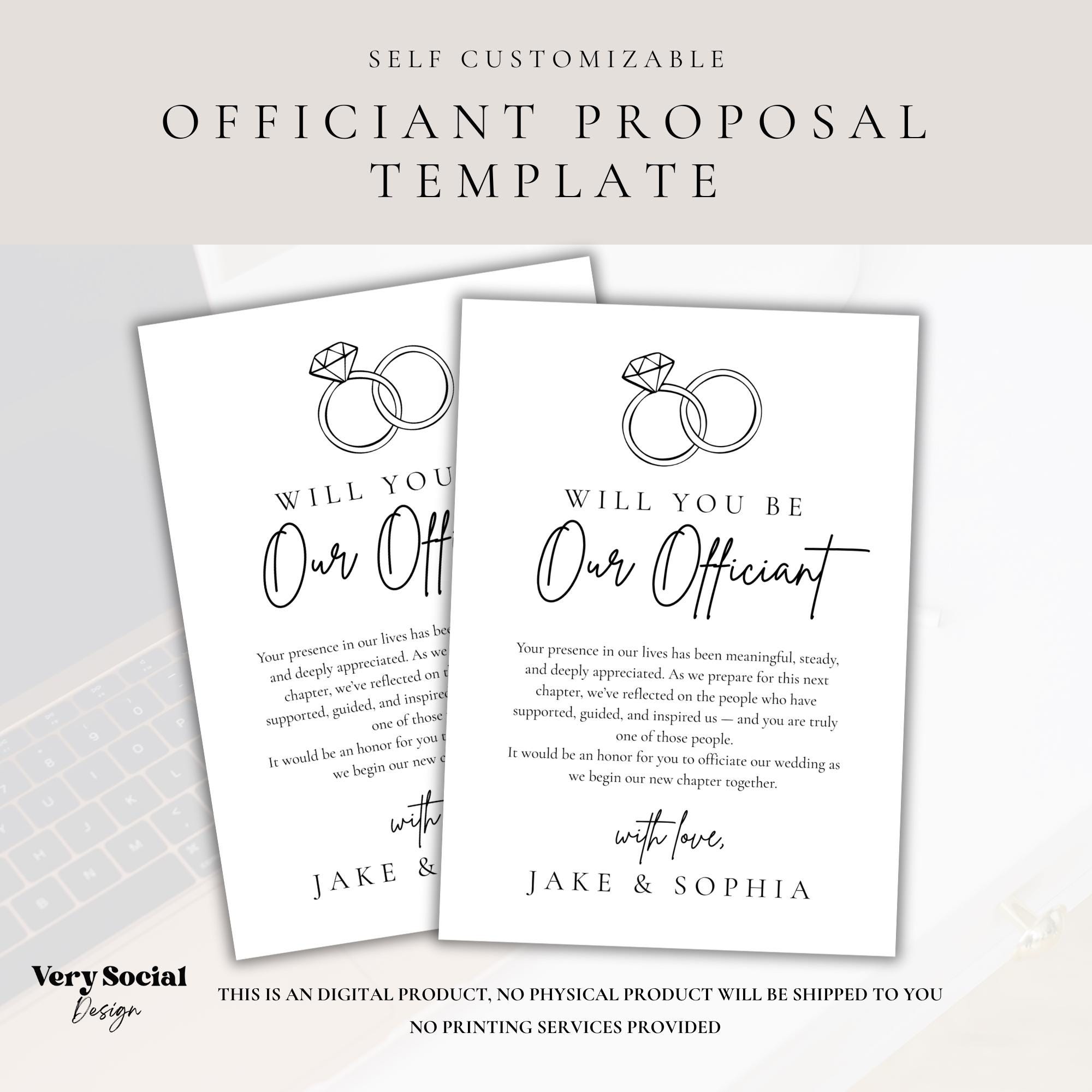 Officiant Proposal Card | Will You Marry Us | Wedding DIY Templates ...