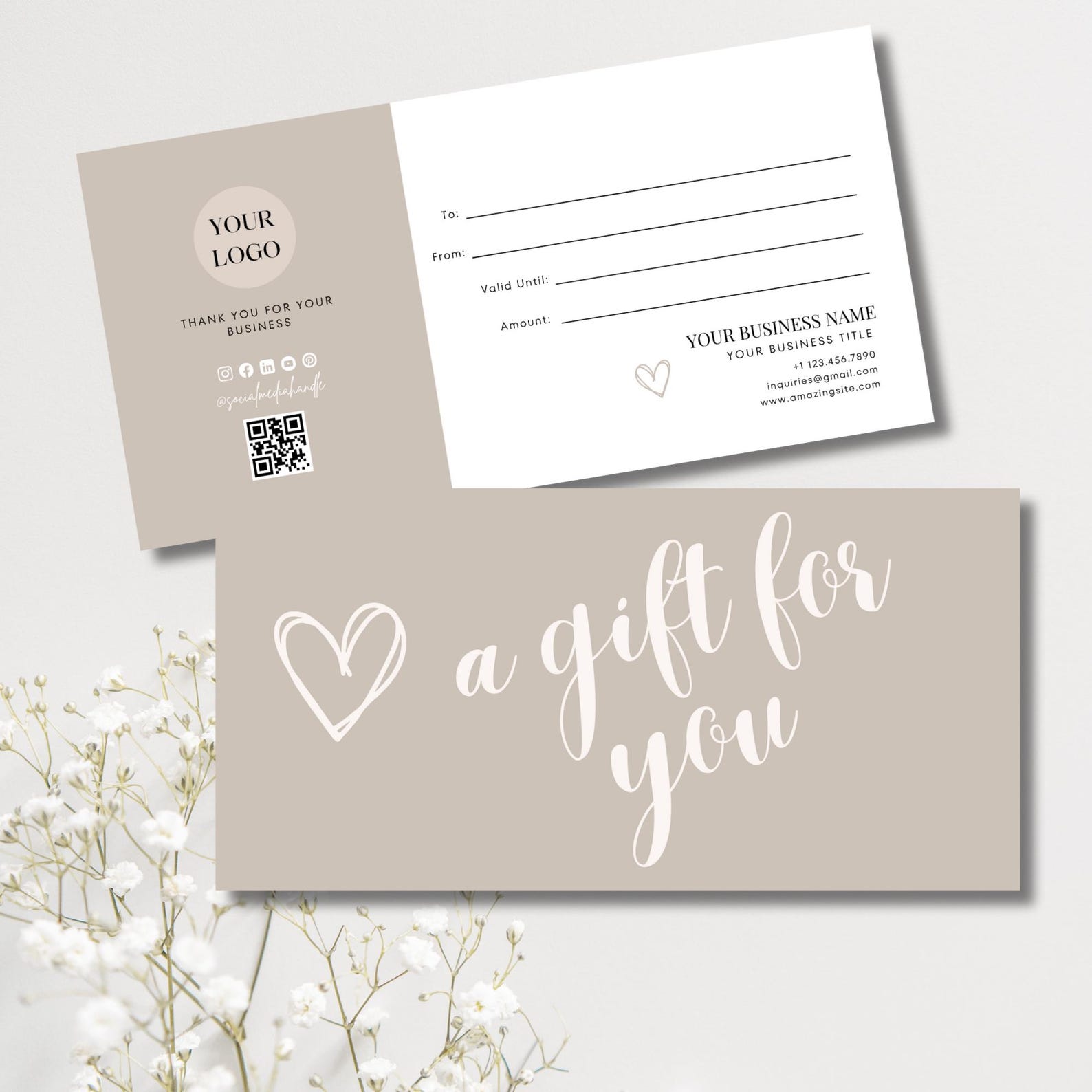 Boho Gift Certificate Printable Template Bundle DIY Gift Voucher ...