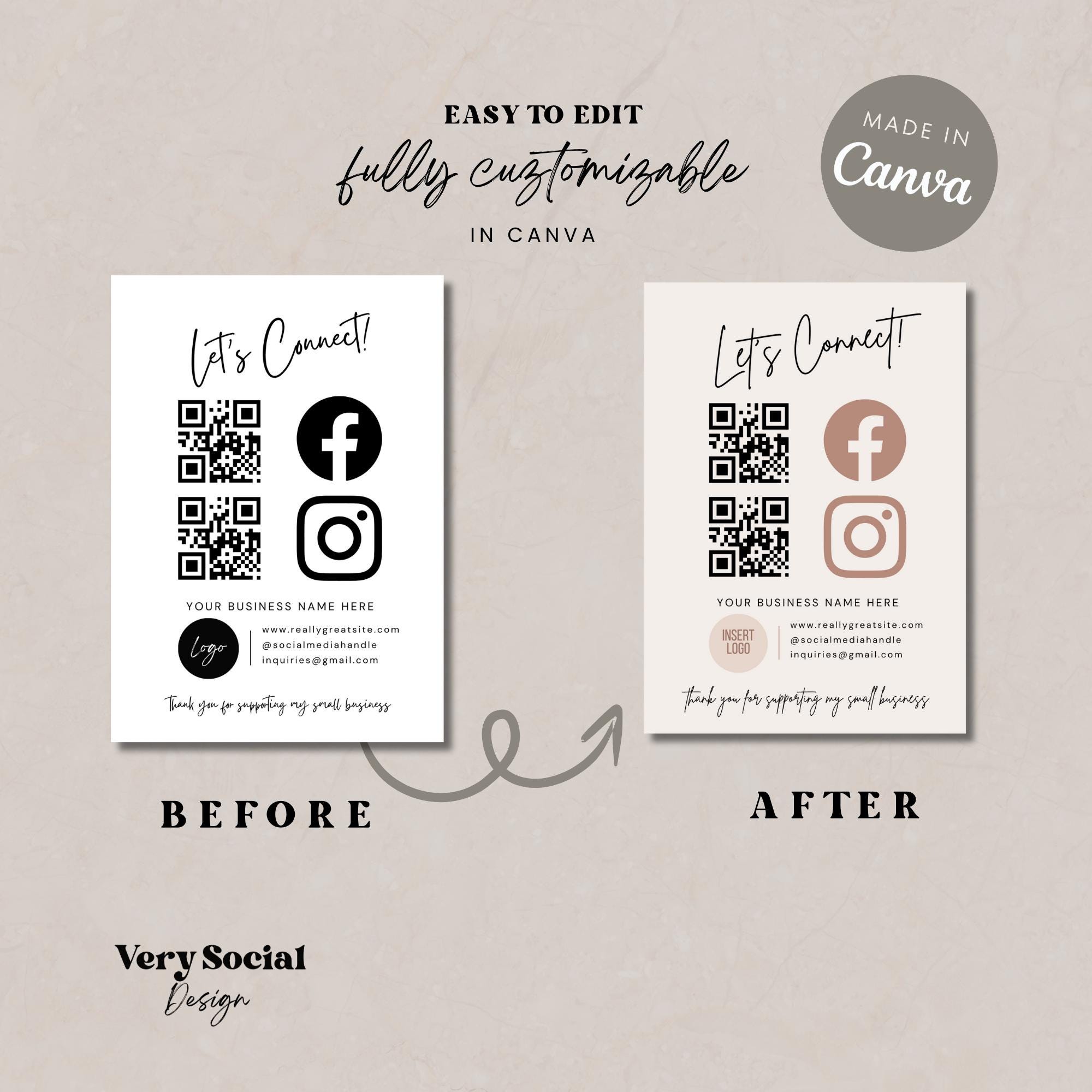 Social Media QR Code Flyer Template Editable Canva Design Small ...