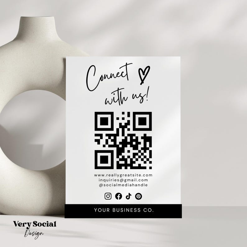 Social Media QR Code Flyer Template Editable Canva Design Small ...