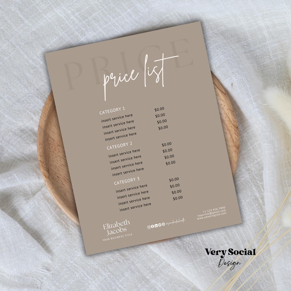 Lash Tech Price List Template Editable Canva Business Sign Printable ...