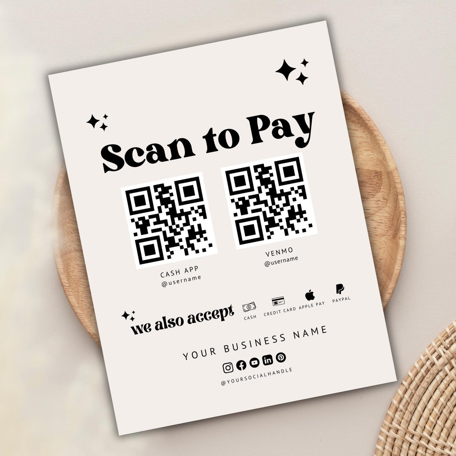 Social Media Sign Scan to Pay Flyer Template Small Business Payment ...