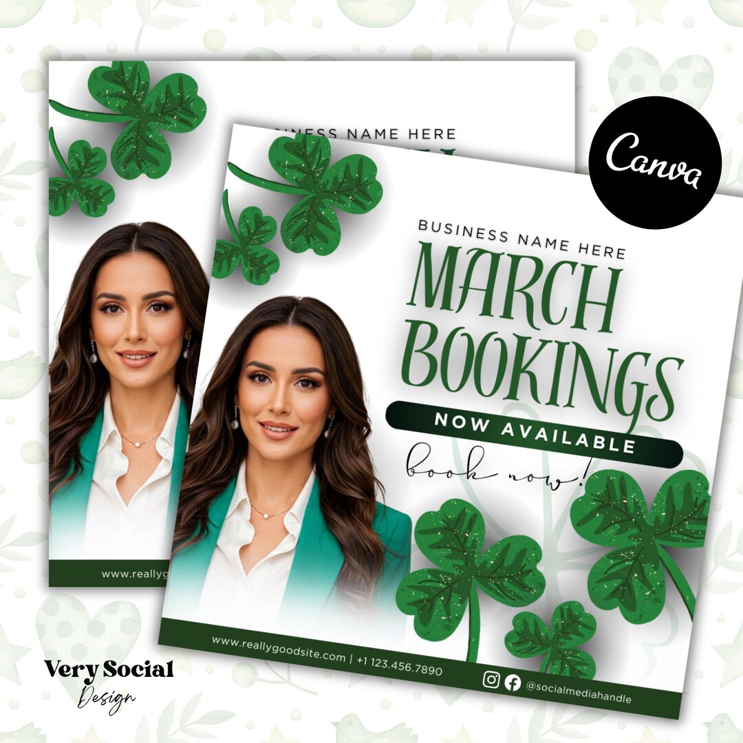 March Bookings Digital Flyer Editable Canva Template Small Businesses ...