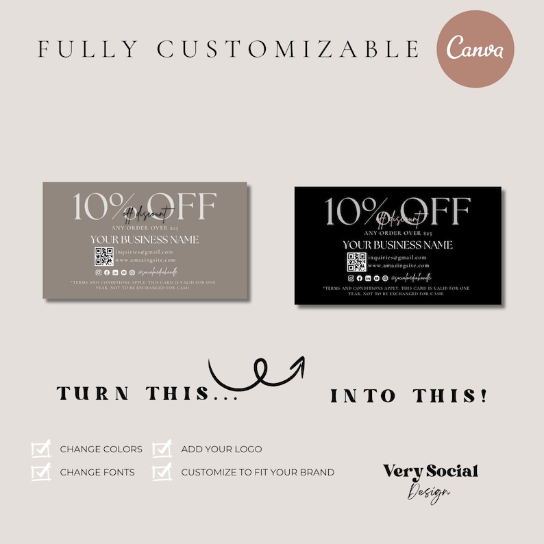 Minimalist Coupon Card Template: Modern Small Business Loyalty ...