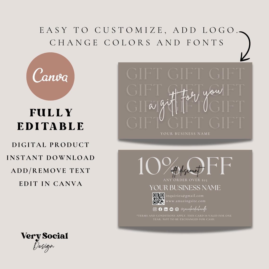 Minimalist Coupon Card Template: Modern Small Business Loyalty ...