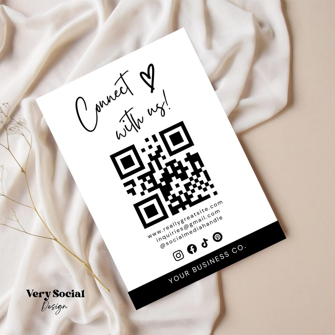 Social Media QR Code Flyer Template Editable Canva Design Small ...