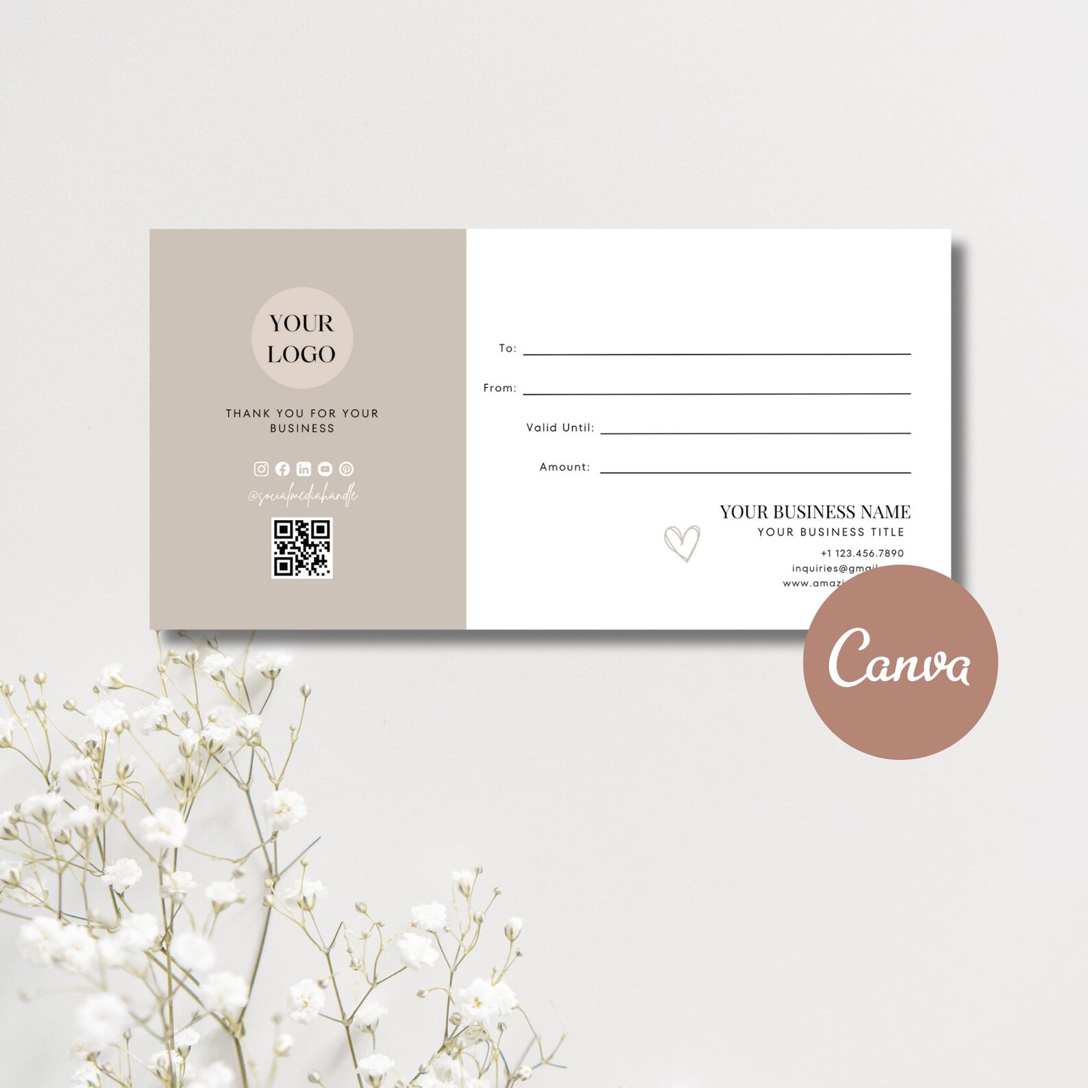 Boho Gift Certificate Printable Template Bundle DIY Gift Voucher ...