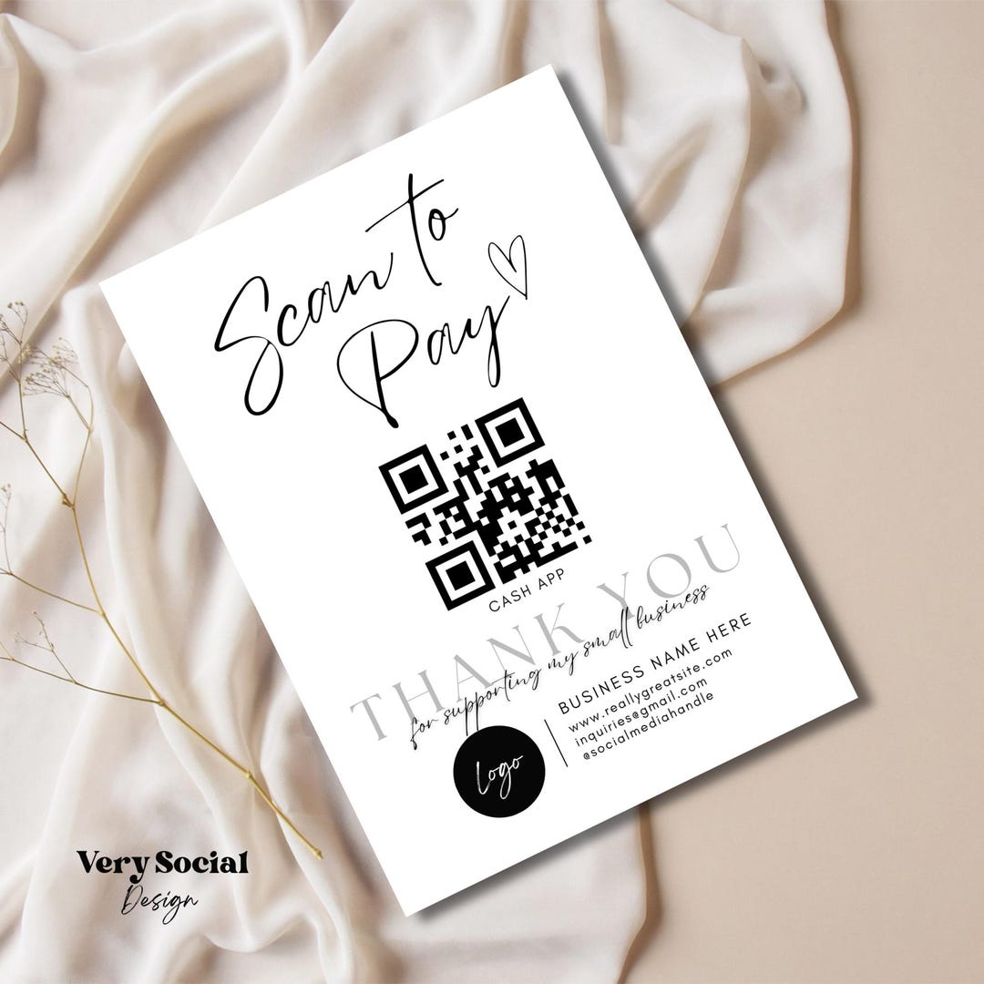 Social Media Sign Scan to Pay Flyer Template Small Business Payment ...