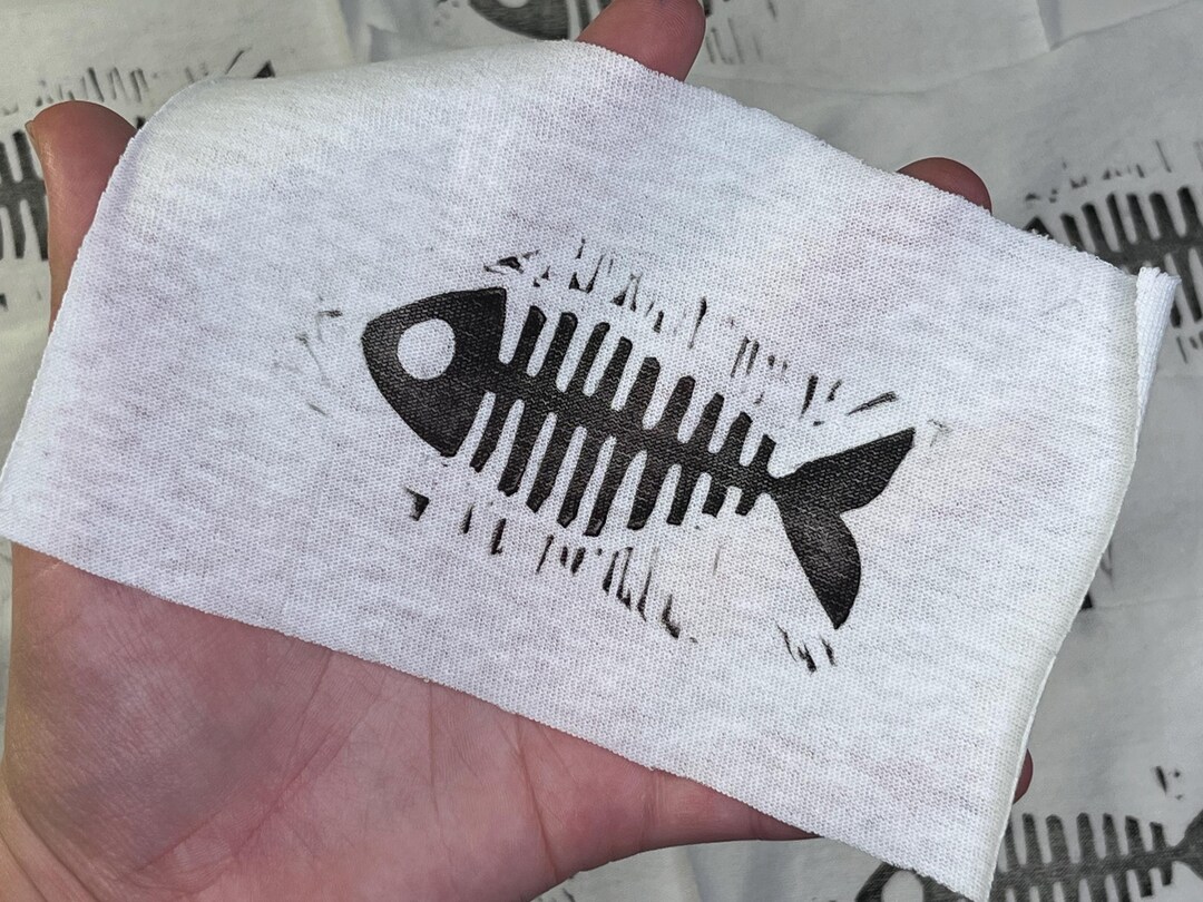 Fish Bones Patch | Linocut Print Patch - Etsy