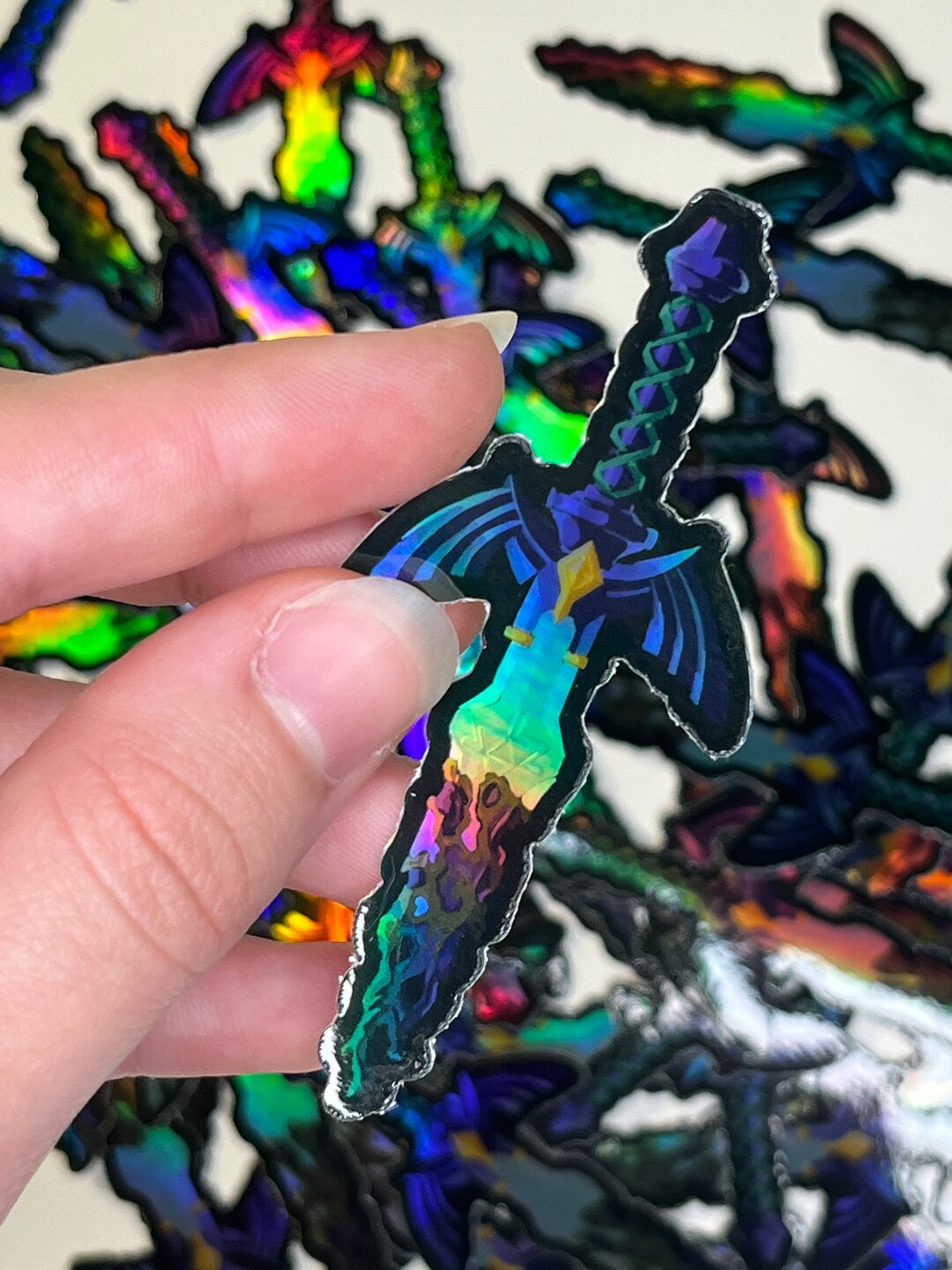Decayed Master Sword Holographic Sticker | Waterproof Vinyl Sticker - Etsy