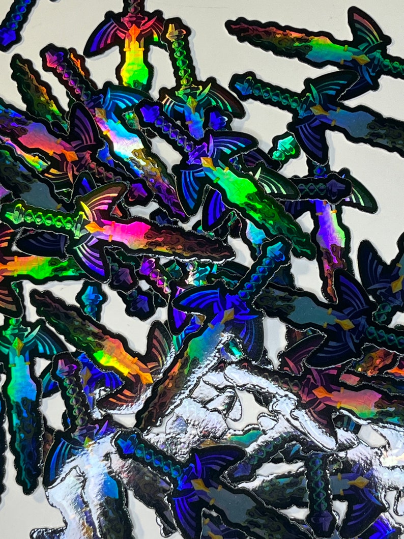 Decayed Master Sword Holographic Sticker | Waterproof Vinyl Sticker - Etsy