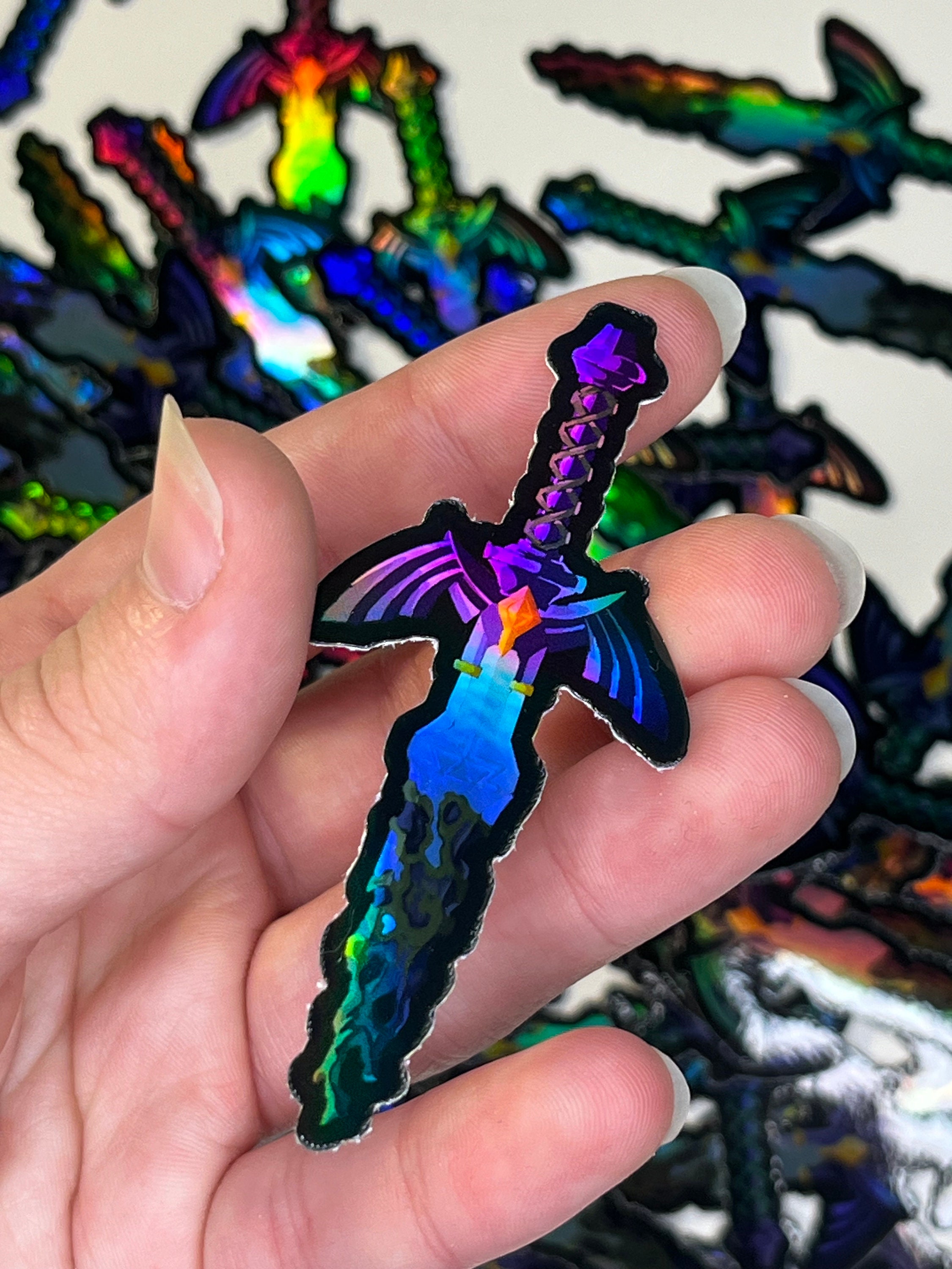 Decayed Master Sword Holographic Sticker | Waterproof Vinyl Sticker - Etsy