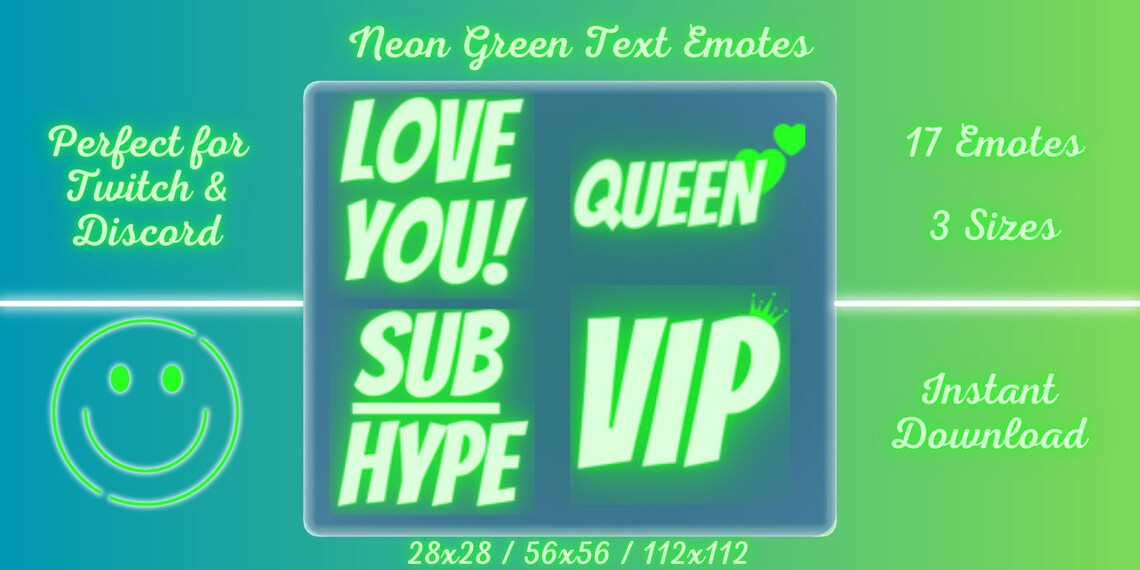 Neon Green Emotes, Twitch Emotes, Neon Emotes, Discord Emotes, Cute ...