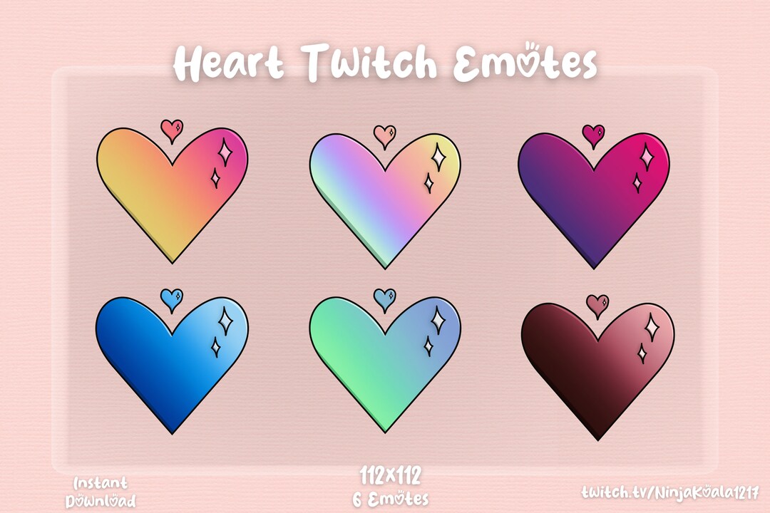 6 Heart Twitch Emotes, Heart Emotes, Cute Emotes, Twitch Emotes, Pink ...