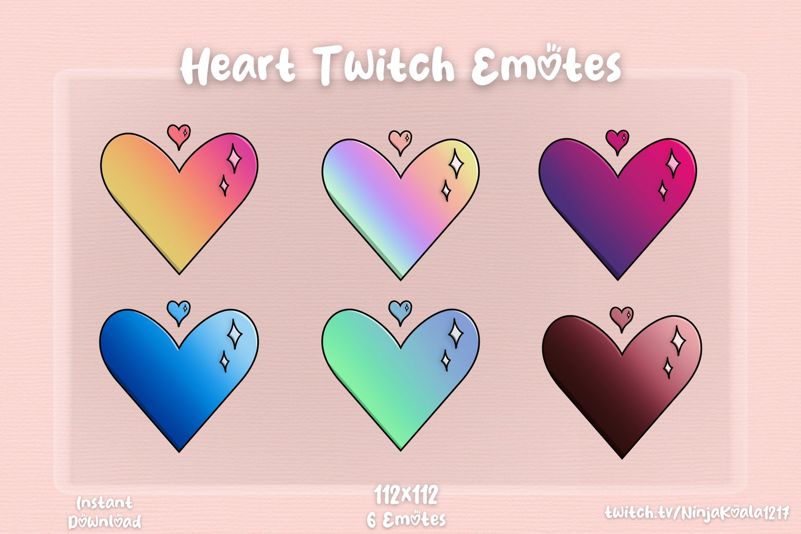 6 Heart Twitch Emotes, Heart Emotes, Cute Emotes, Twitch Emotes, Pink ...
